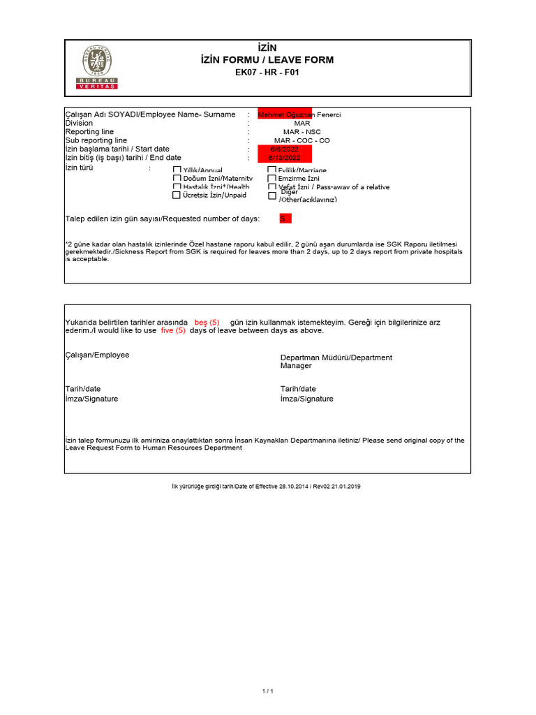 İzi̇n Formu | PDF