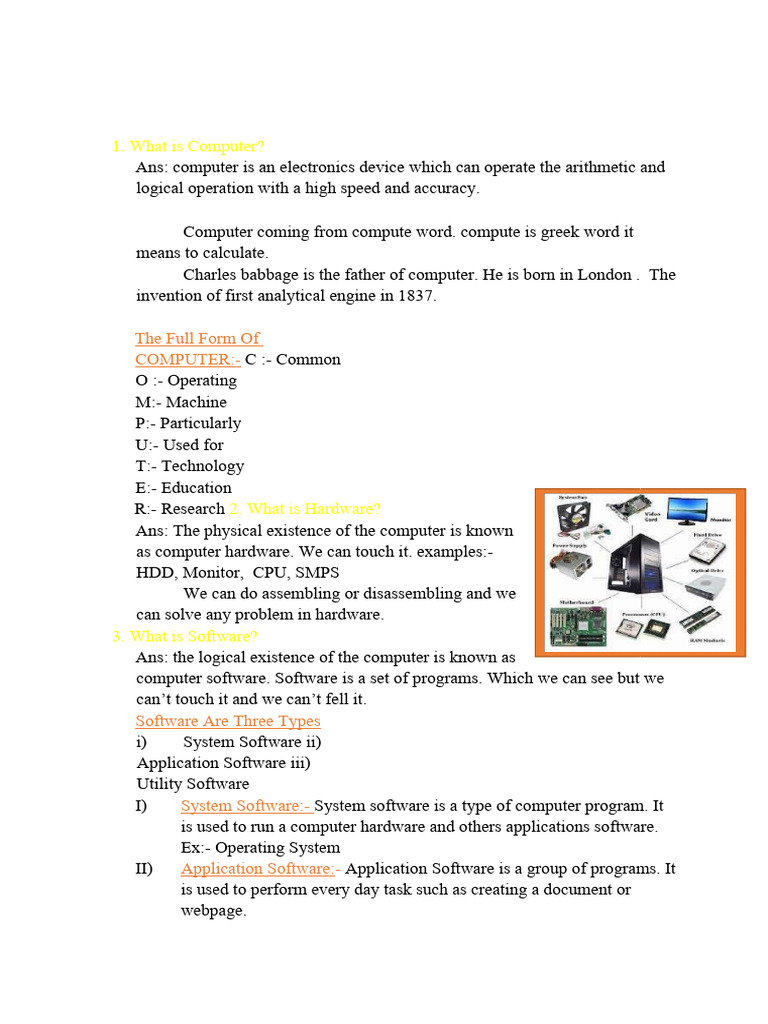 Computer Fundamental | PDF | Central Processing Unit | Software