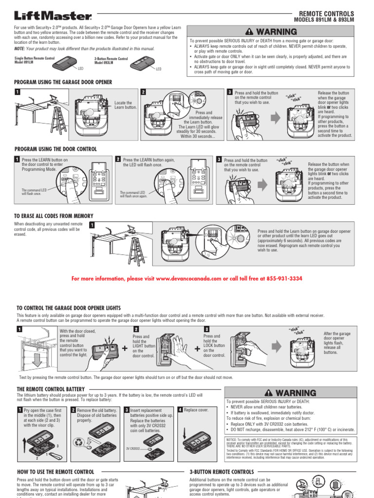 893LM Programming-Instructions | PDF | Remote Control | Electricity