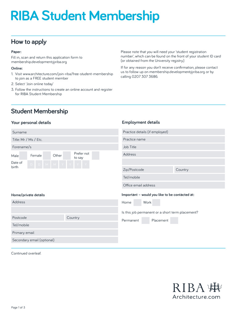 2022 RIBA Student Membership Application Form | PDF | Lgbt | LGBTQIA+ ...