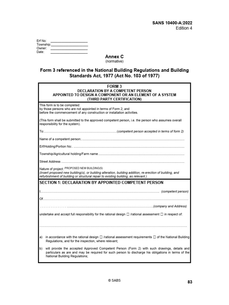 Form 3: Competent Person Declaration | PDF | Architect