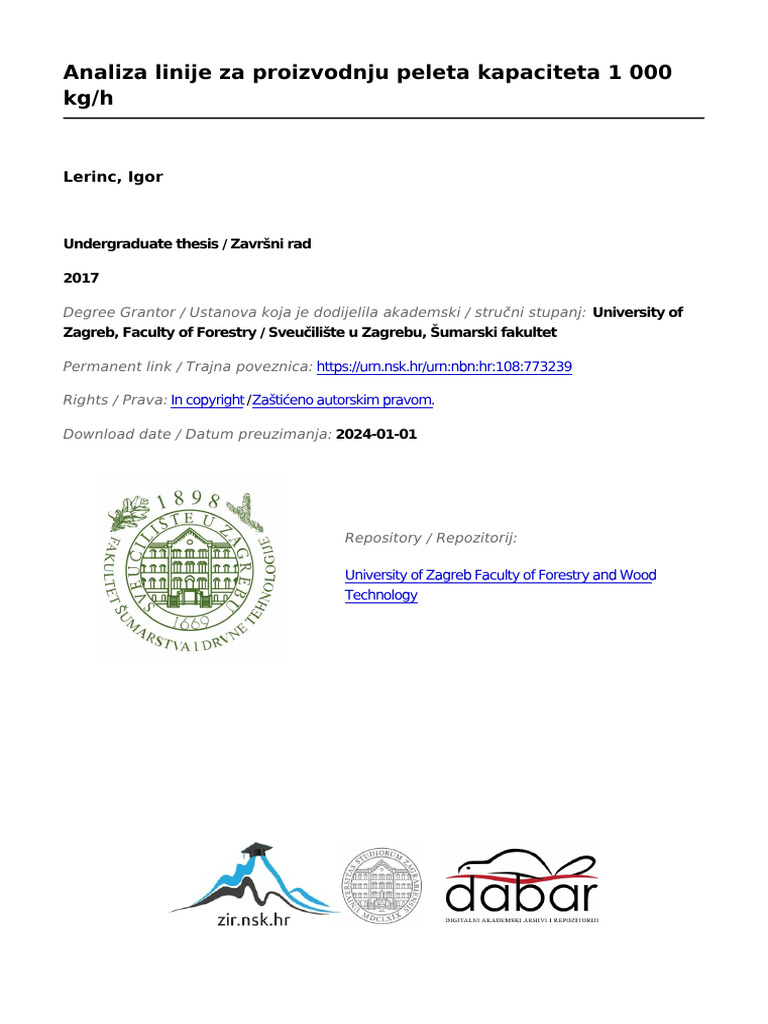Analiza linije za proizvodnju peleta kapaciteta 1 000 kg na cas | PDF