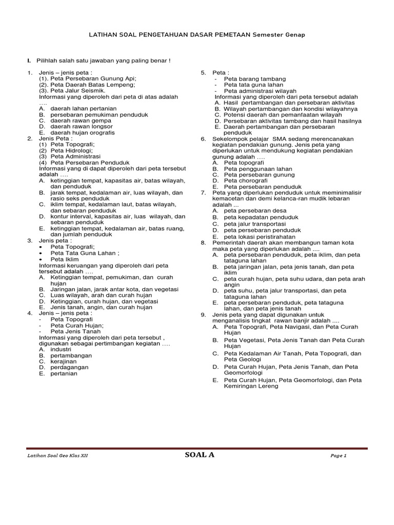 Latihan Soal Peta 1 PDF | PDF