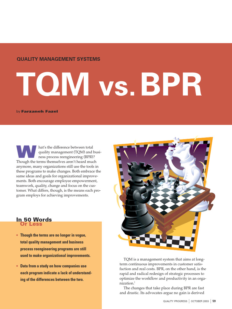 TQM vs. BPR: Key Differences Explained | PDF | Systems Science | Leadership