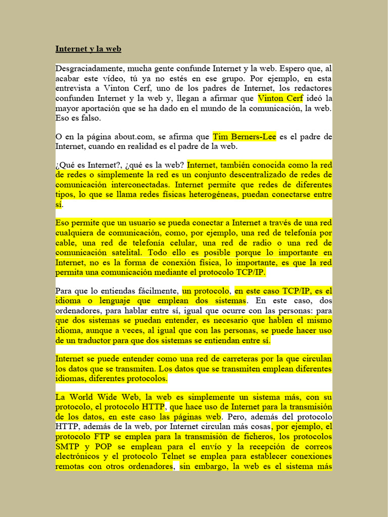 Internet vs Web: Aclarando Conceptos | PDF | Red mundial | Internet y web