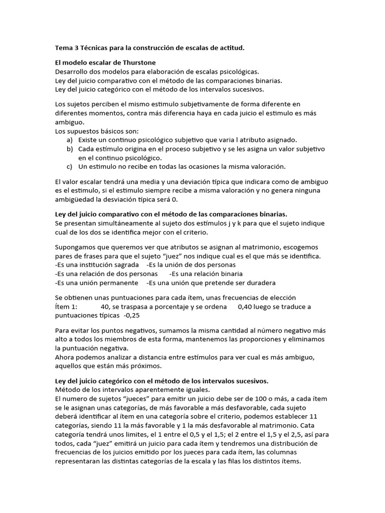 Tema 3 Técnicas para La Construcción de Escalas de Actitud | PDF ... Tema 3 Técnicas para La Construcción de Escalas de Actitud | PDF ...