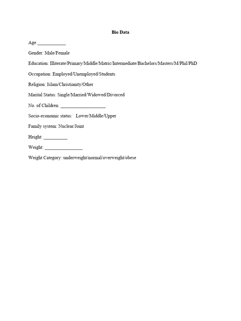 Sample Biodata Form | PDF