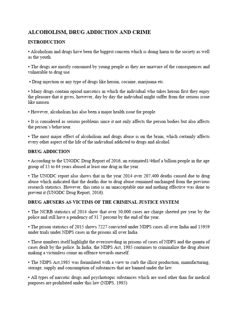 Alcohol Drug Addiction and Crime | PDF | Narcotic | Prohibition Of Drugs