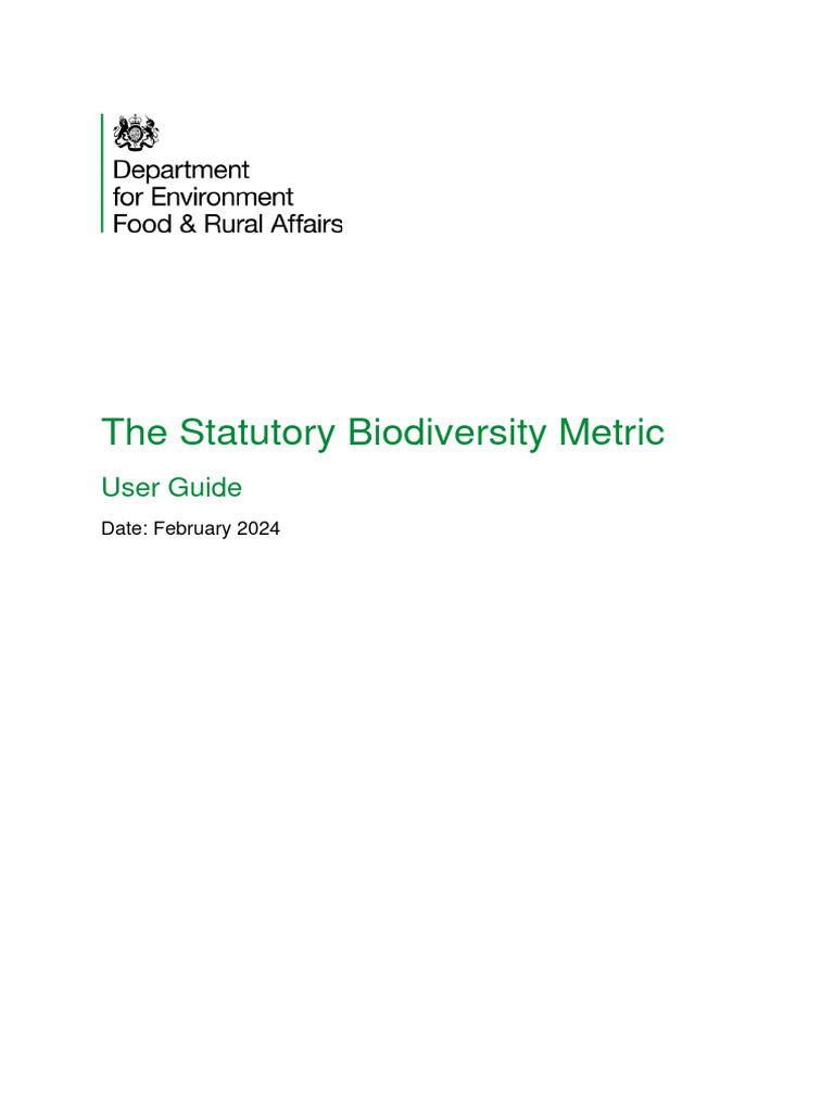 The Statutory Biodiversity Metric - User Guide - 1 | PDF | Biodiversity ...