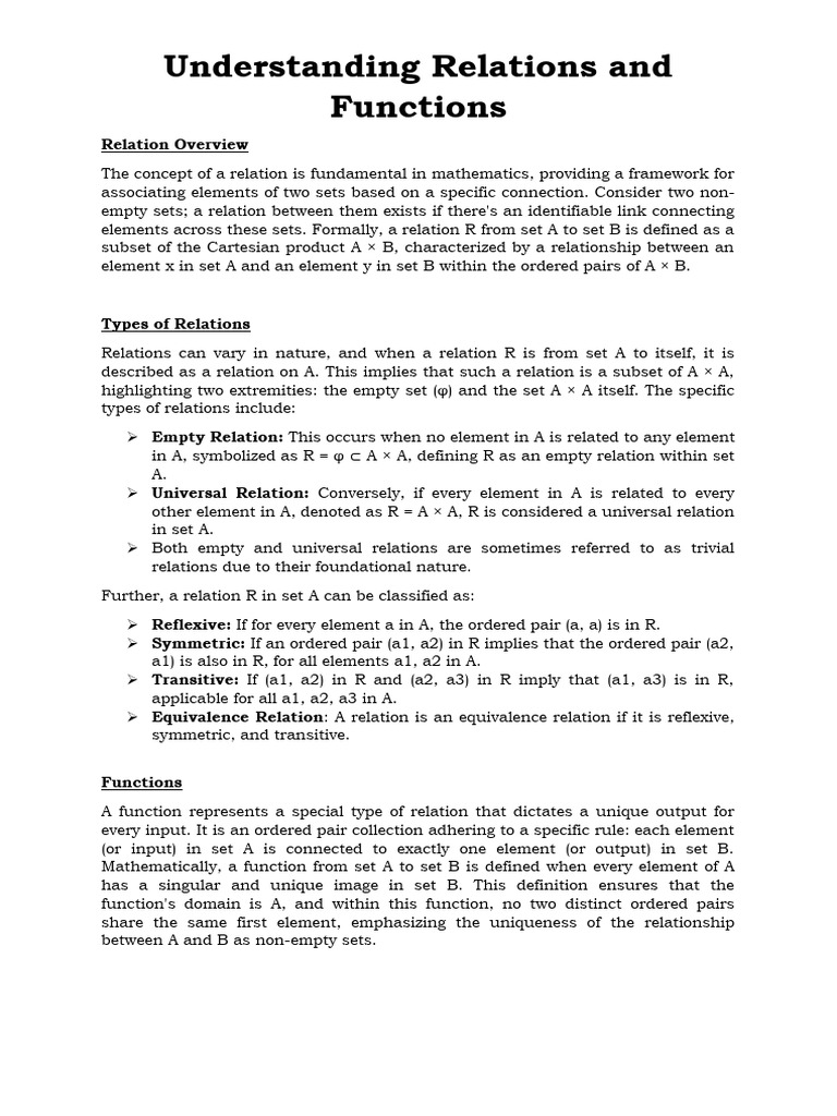 Chapter 1 Mathematics - Class 12 - Formula - Sheet | PDF | Function ...