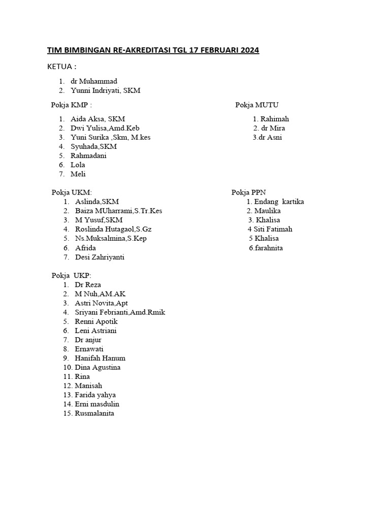 Tim Bimbingan Re | PDF