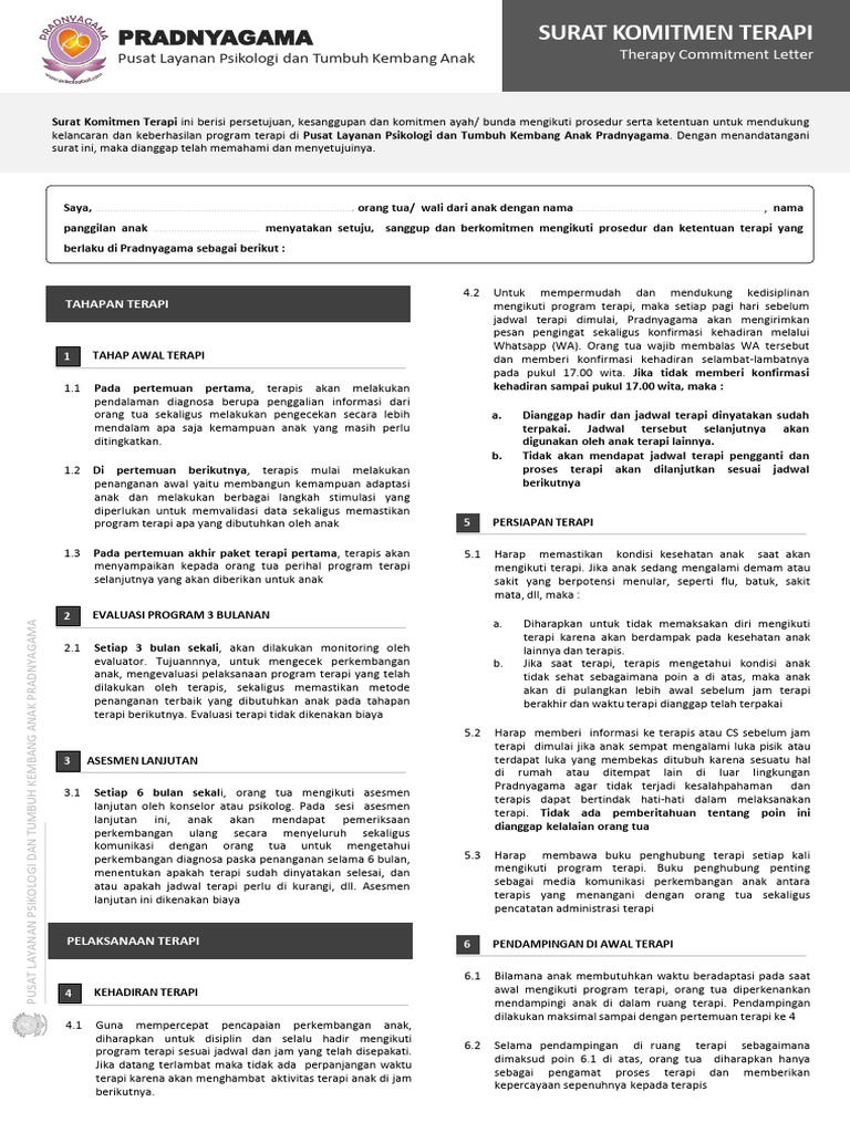 Surat Komitmen Terapi | PDF