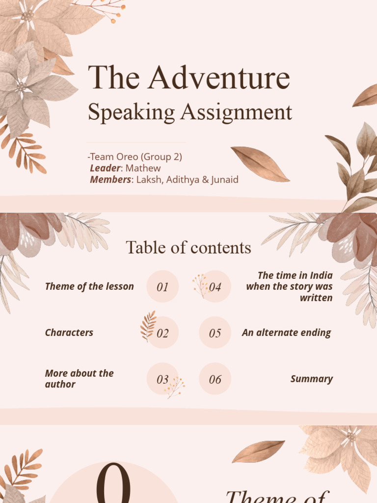 The Adventure - Speaking Assignment | PDF