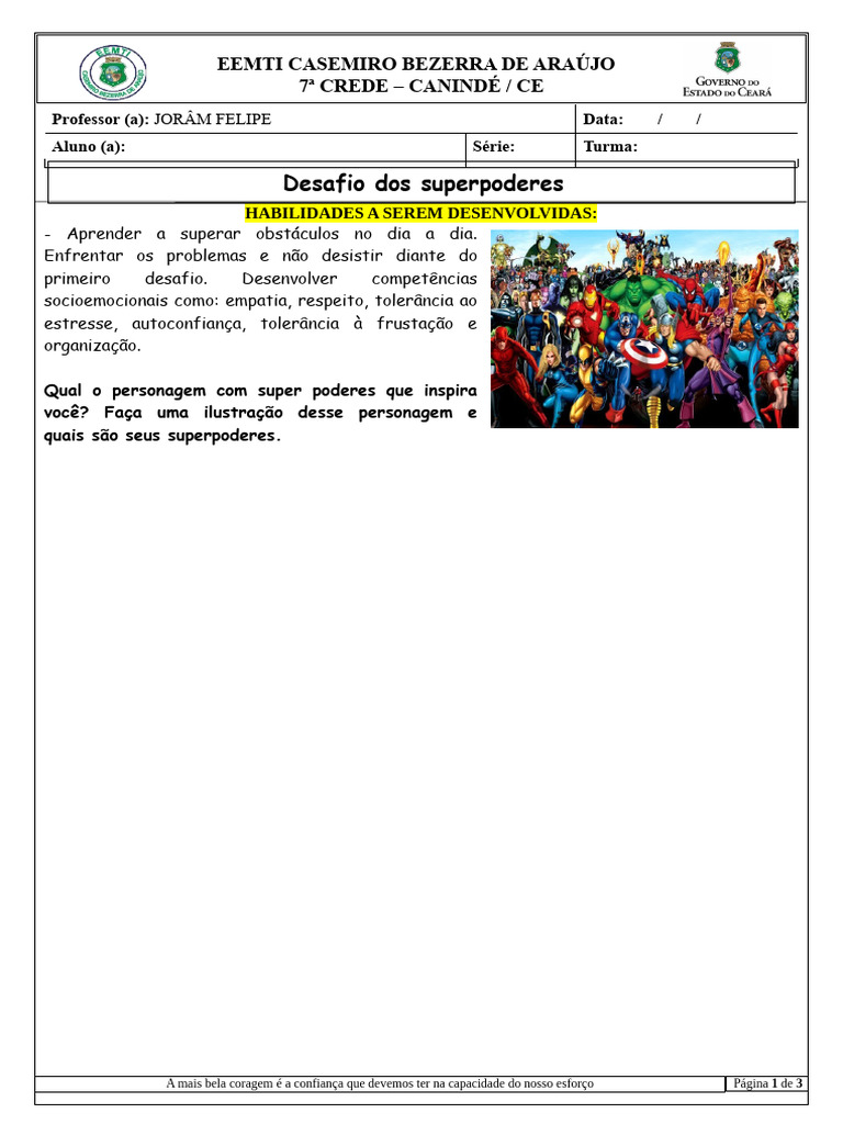 Projeto de Vida - Superpoderes | PDF