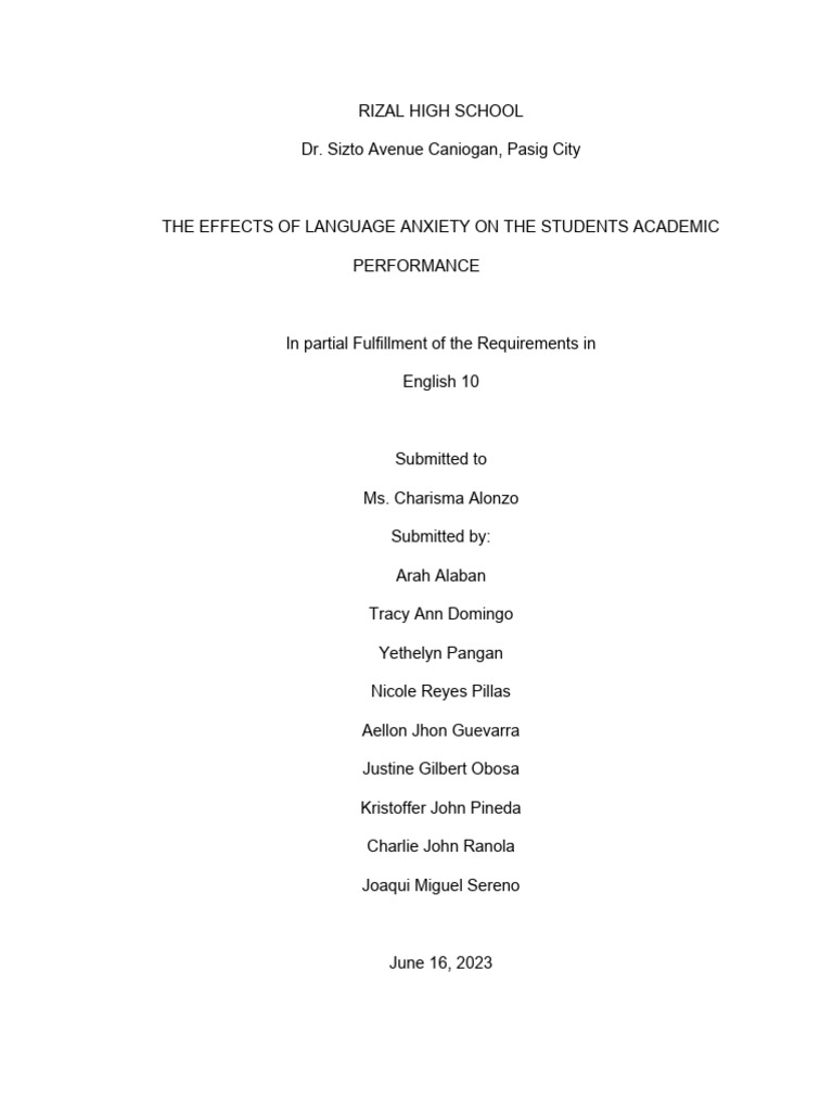 Language Anxiety's Impact on Students | PDF | Survey Methodology | Anxiety