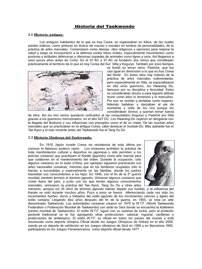 Orígenes y evolución del Taekwondo | PDF | Taekwondo | Corea