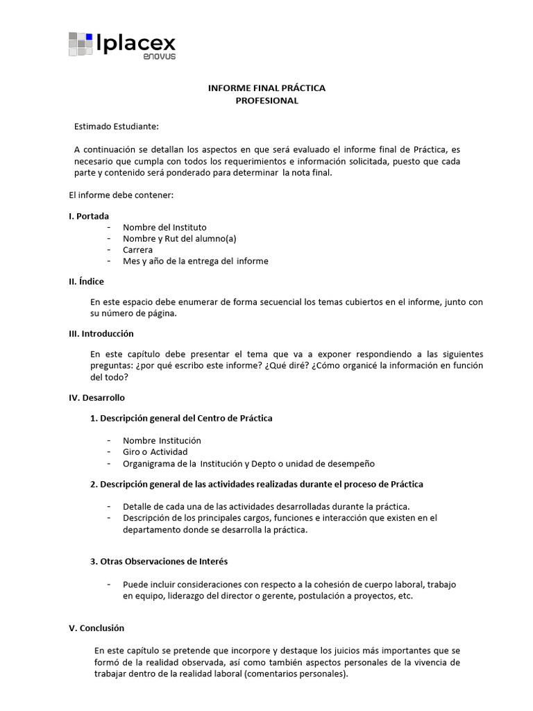 Informe Final Del Alumno 2022 | PDF