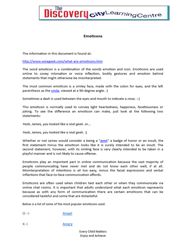 E-Safety Using Emoticons | PDF | Communication | Human Communication