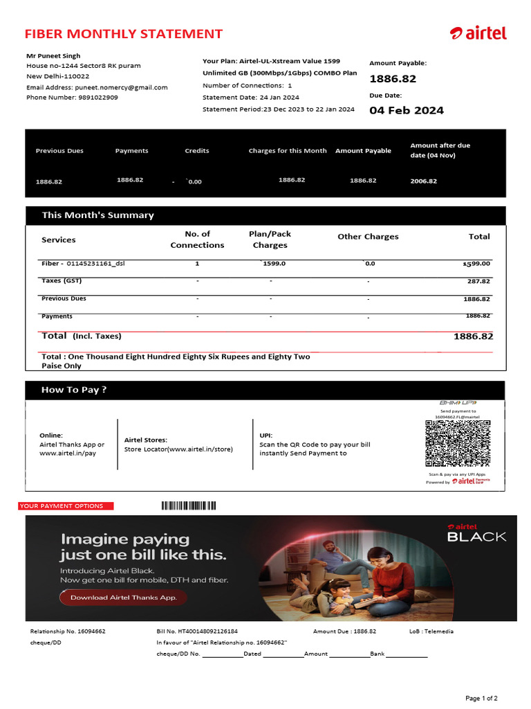 Broadband Bill Format | PDF