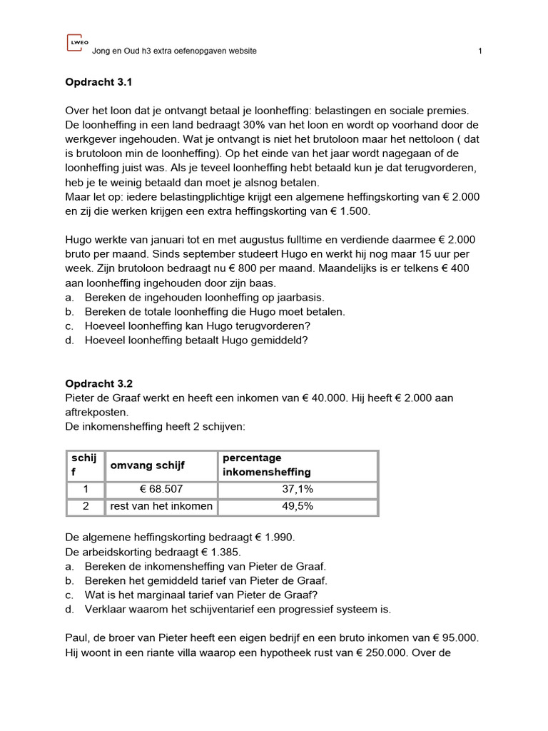 Jong en Oud 5 h3 Extra Oefenopgaven Website 2021 | PDF