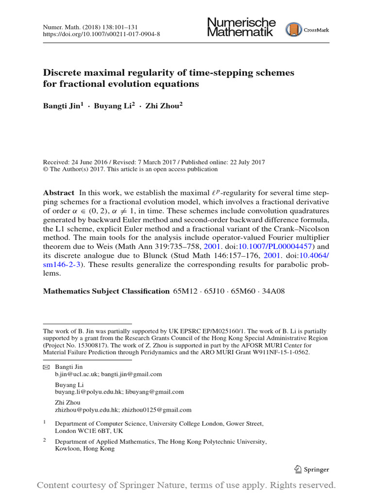 Discrete Maximal Regularity of Time-Stepping Schem | PDF | Differential Equations | Partial ...