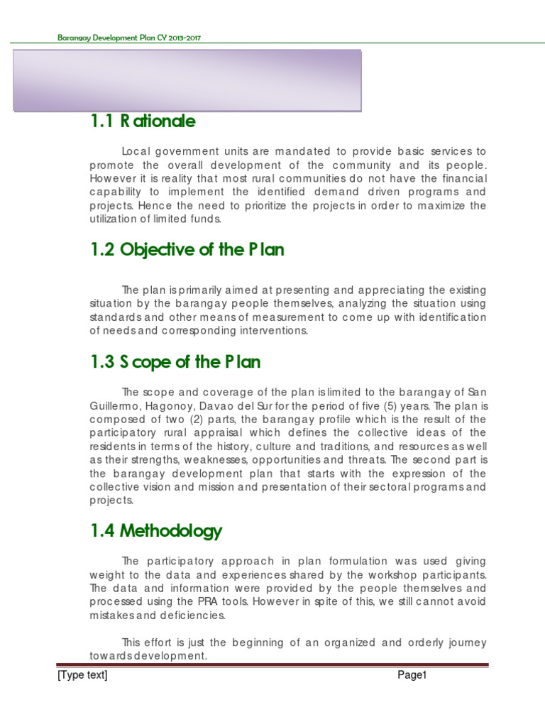 Barangay Devt Plan Format Final | PDF | Agriculture | Rice