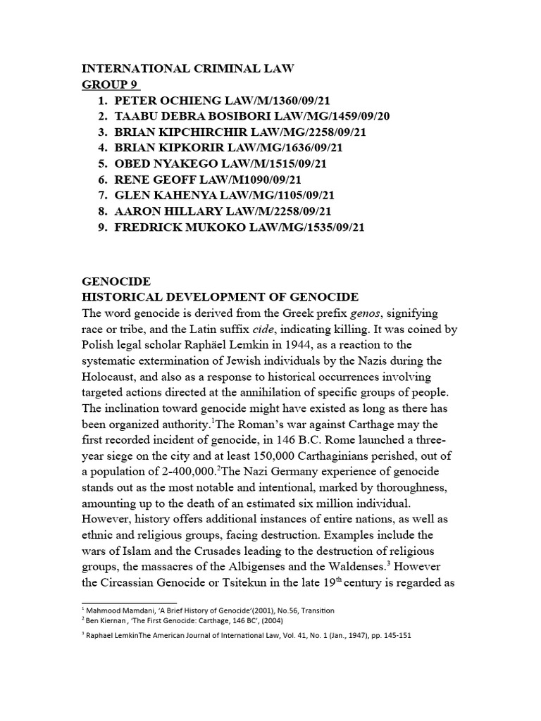 Genocide, International Criminal Law | Download Free PDF | Genocides | Rwandan Genocide