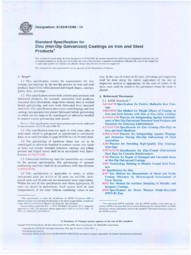 Astm A 123 | PDF