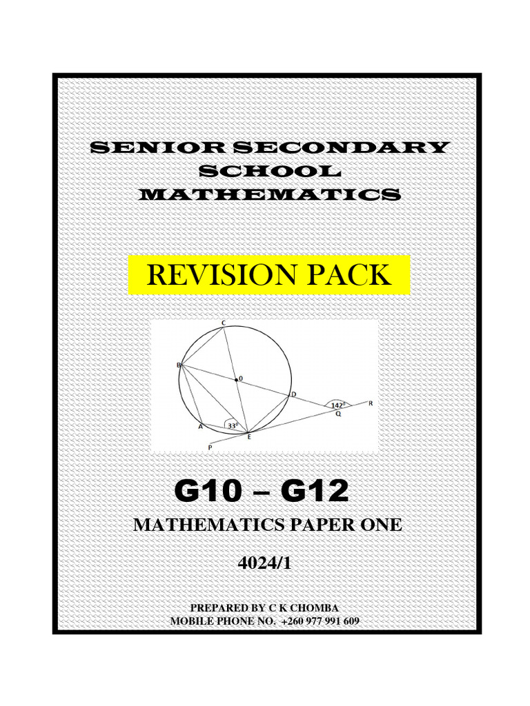 Senior Secondary Math Revision Pack | PDF | Area | Ellipsis