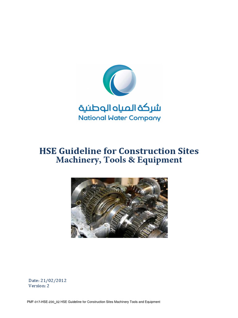 PMF-017-HSE-230 - 02 HSE Guideline For Construction Sites Machinery ...