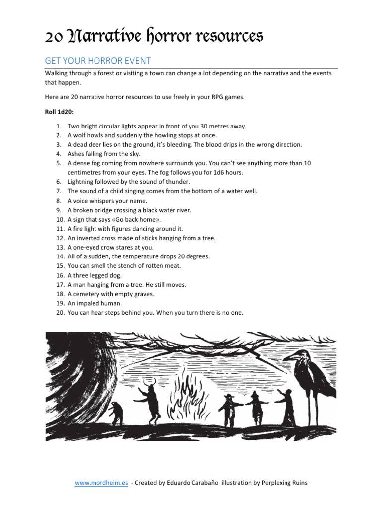 20 narrative horror resources | PDF