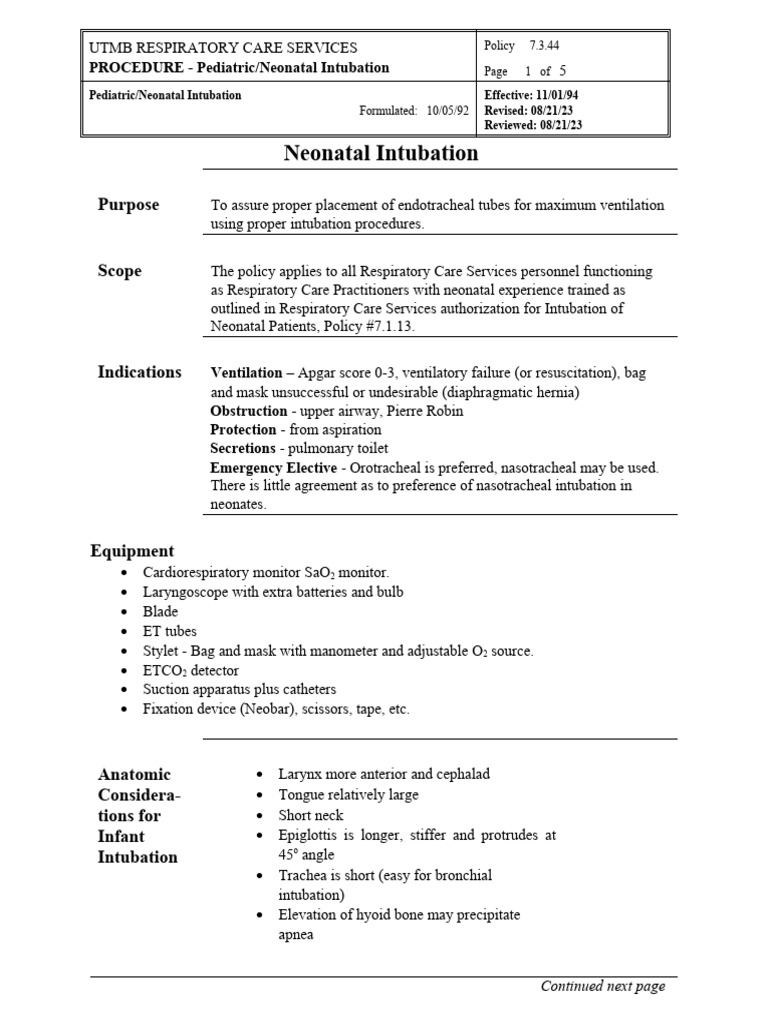 07.03.44 Neonatal Intubation | Download Free PDF | Human Anatomy ...