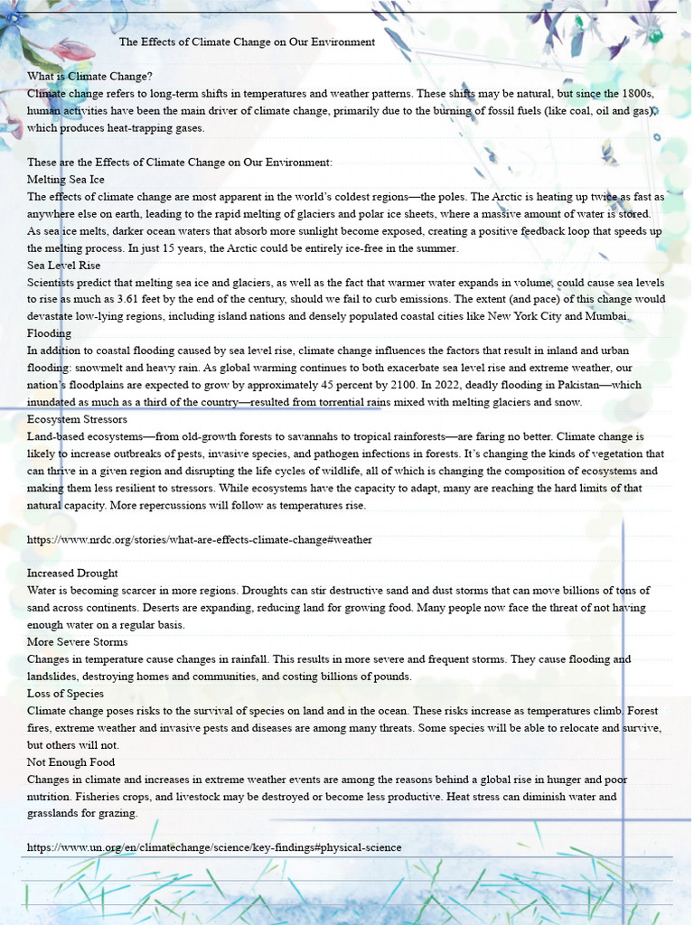 Sample Weather Forecast Report | PDF | Climate Change | Sea Level Rise