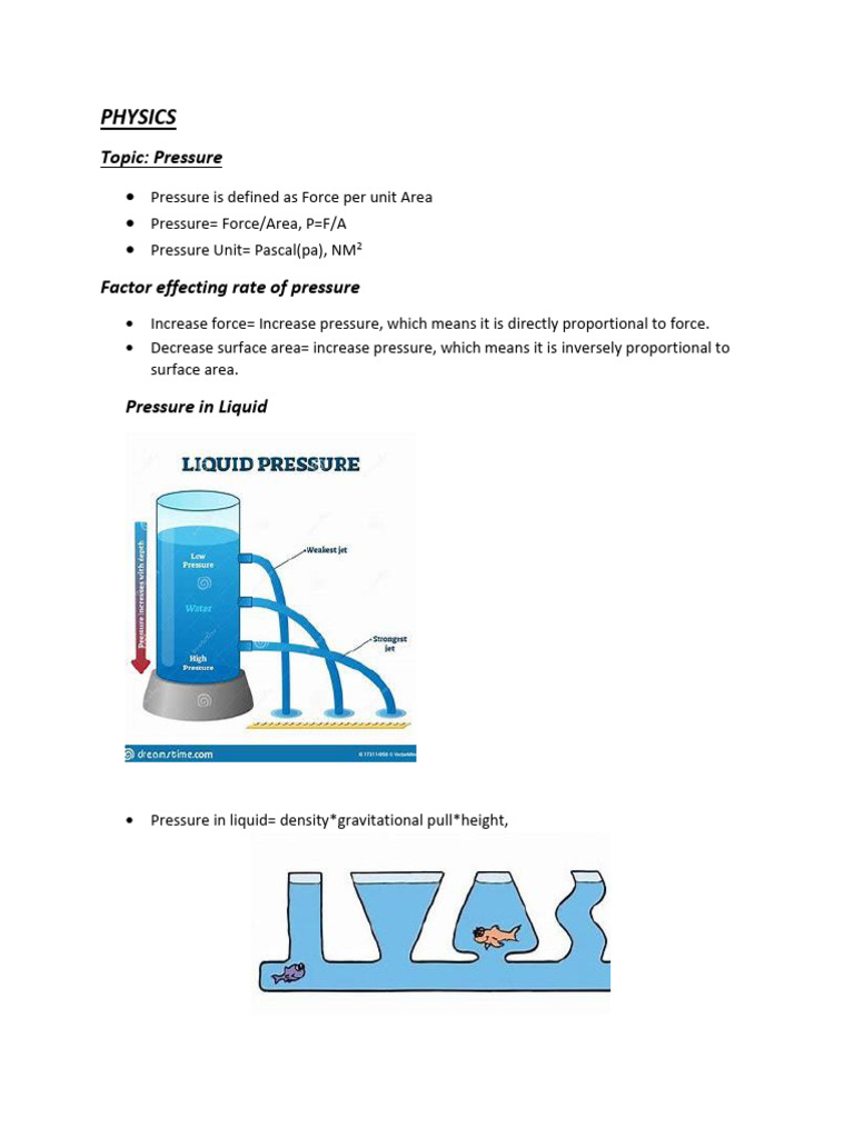Physics Pressure Notes Pdf