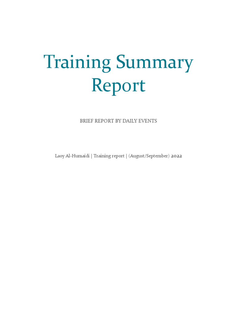Training Summary Report | PDF | Drilling Rig | Sheet Metal