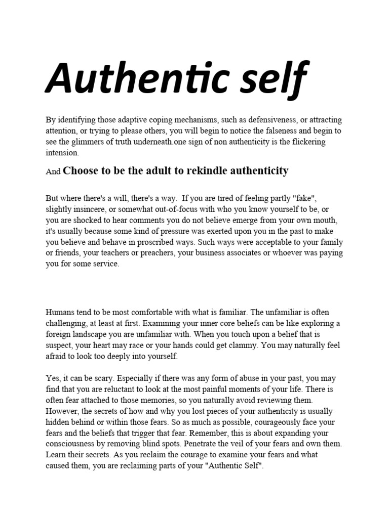 Authentic Self | PDF | Self-Improvement | Wellness