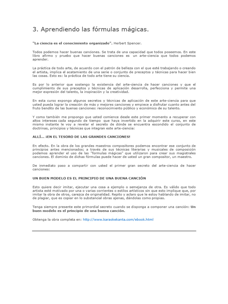Fórmulas Mágicas para Componer Canciones | PDF | Metro (poesía) | Canciones