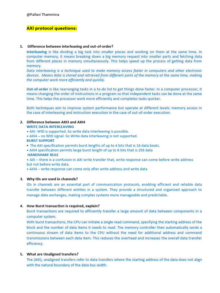 AXI Protocol Questions | PDF | Computing | Computer Architecture