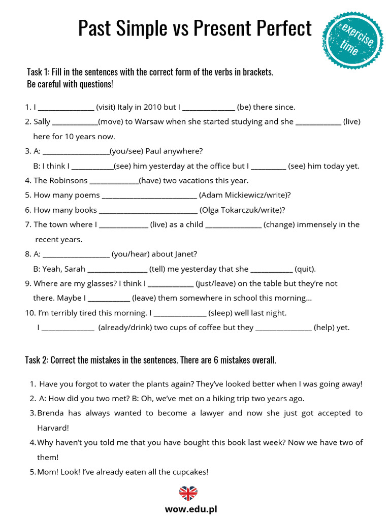 Past Simple Present Perfect With Key | PDF | Language Arts & Discipline