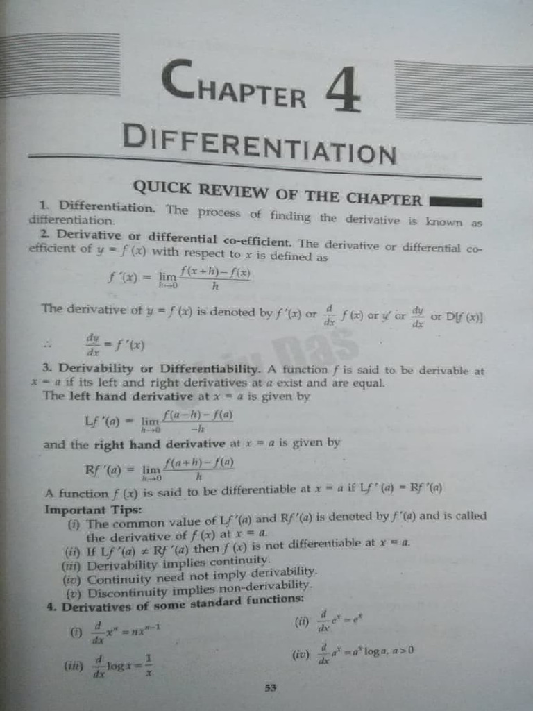 Differentiation | PDF | Derivative | Logarithm