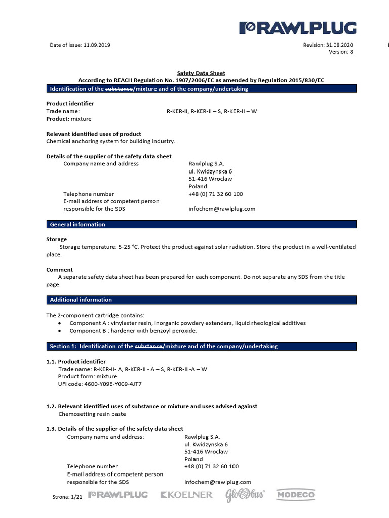 SDS R-Ker-Ii A+b 31.08.2020 en | Download Free PDF | Waste | Toxicity