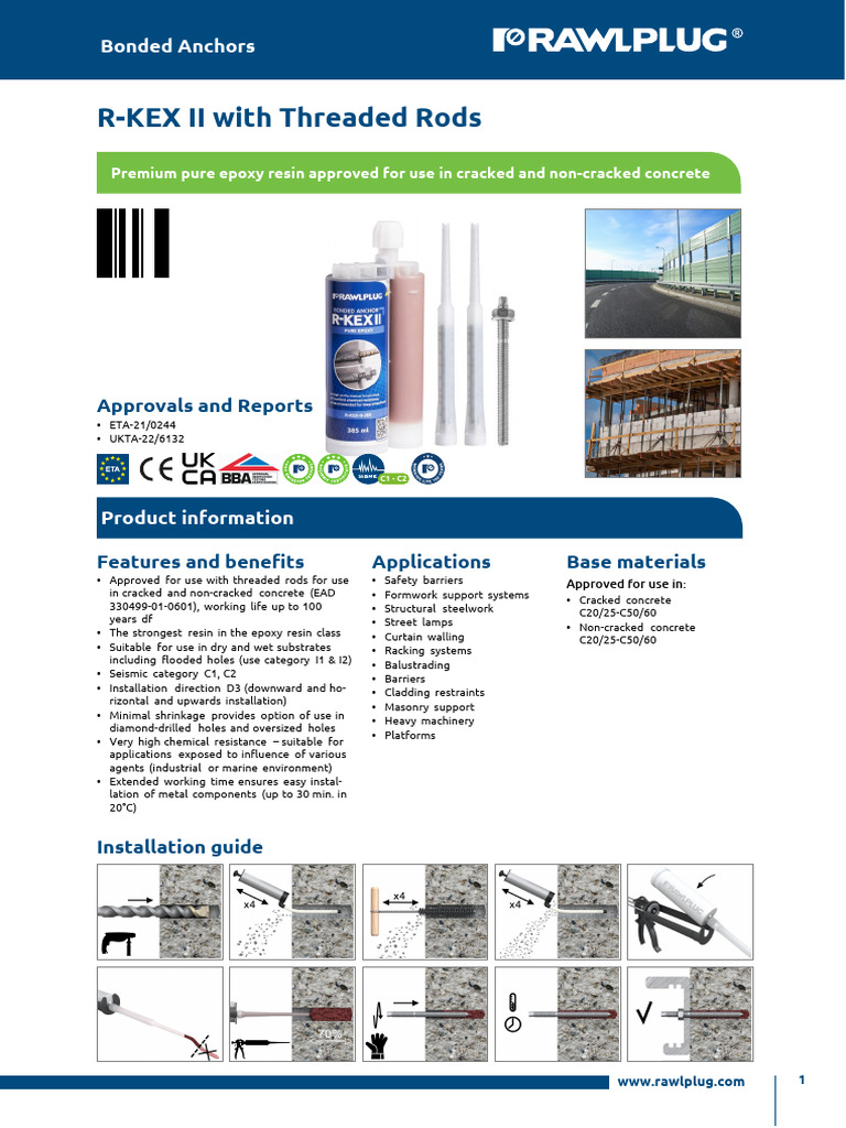 Rawlplug en R Kex II Pure Epoxy Resin Threaded Rods | PDF | Strength Of ...