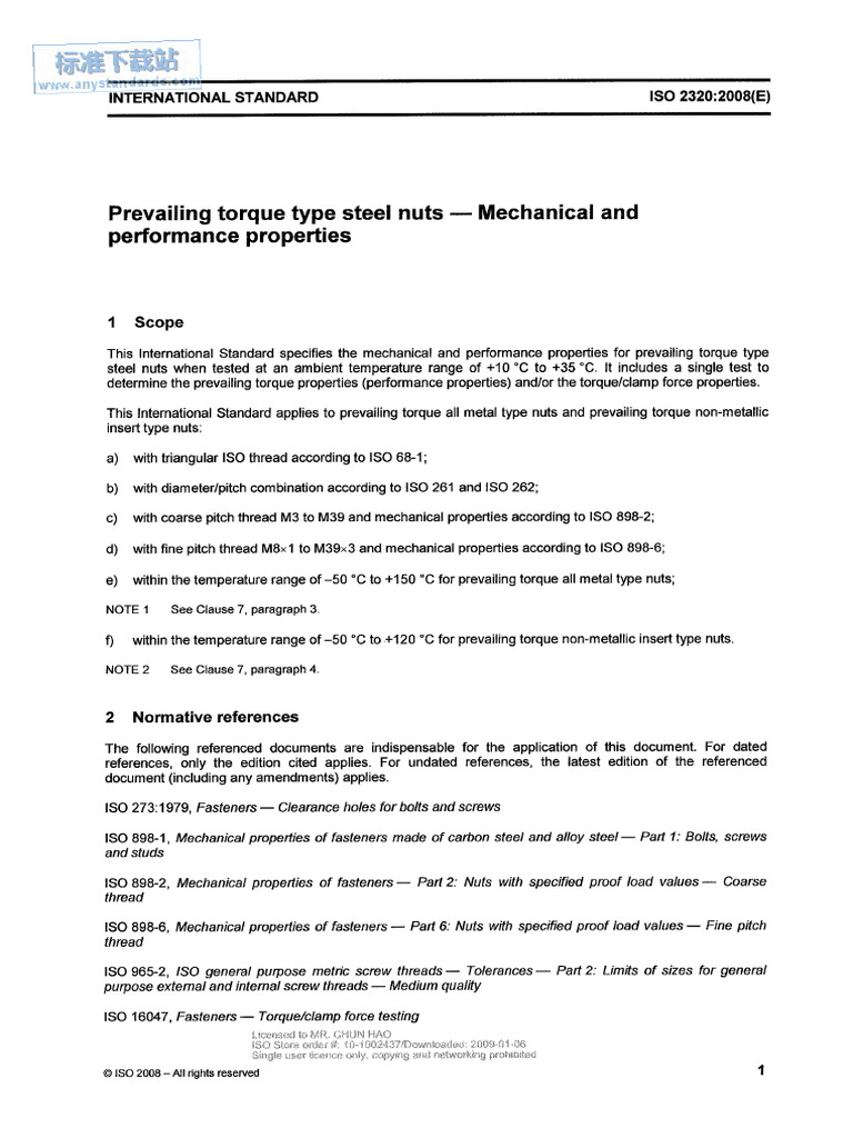 ISO 2320 2008 Prevailing Torque Type Steel Nuts Mechanical and ...