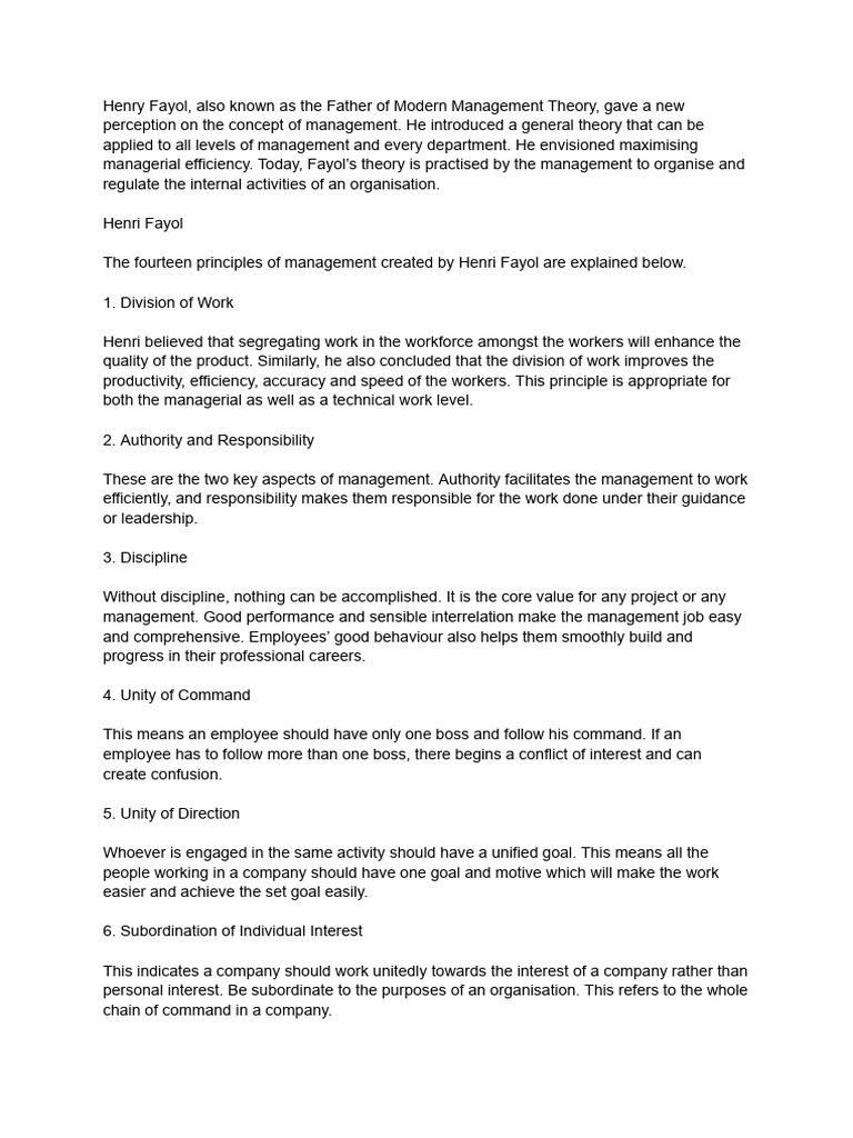 14 Principles of Management | PDF | Business | Psychology