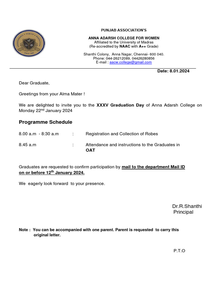 Convocation - Instructions SHIFT-1 | PDF