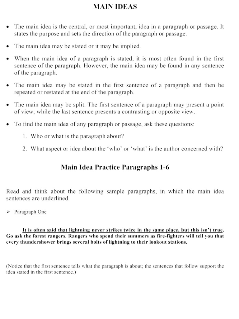 Pep Practice Main Idea | PDF
