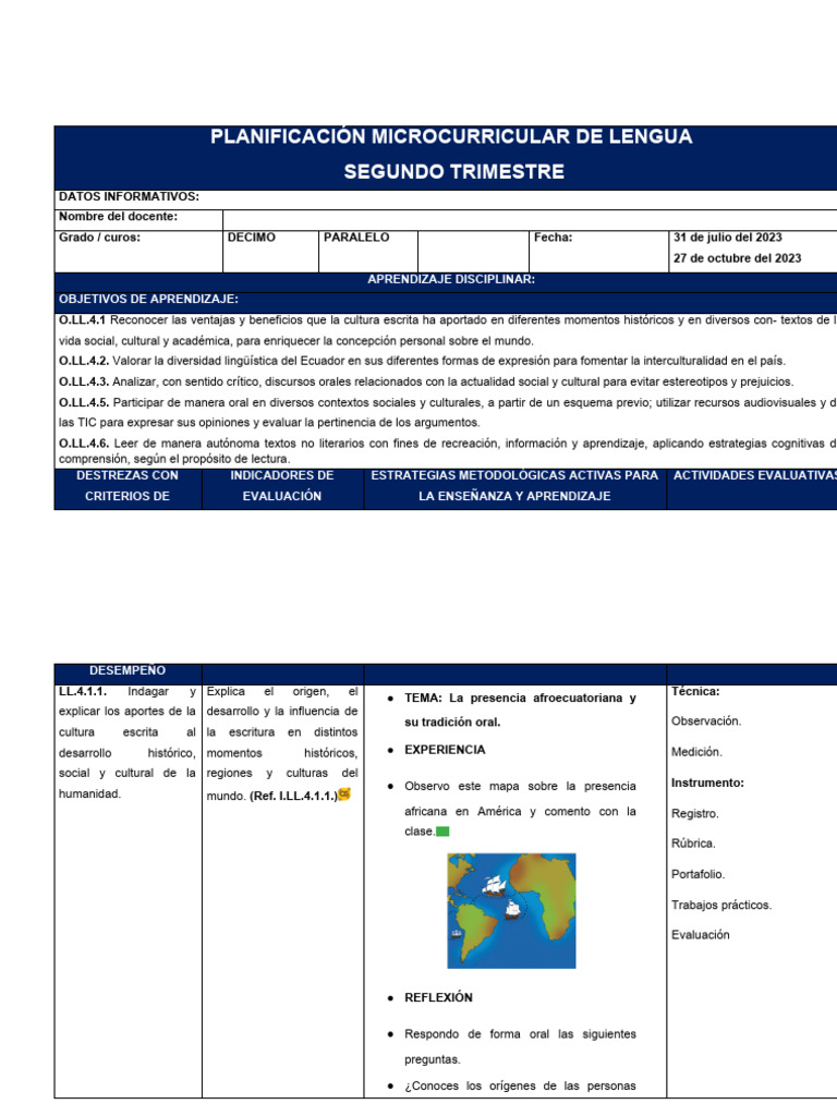 LL 10mo 2D0 Trime | PDF | Evaluación | Ensayos