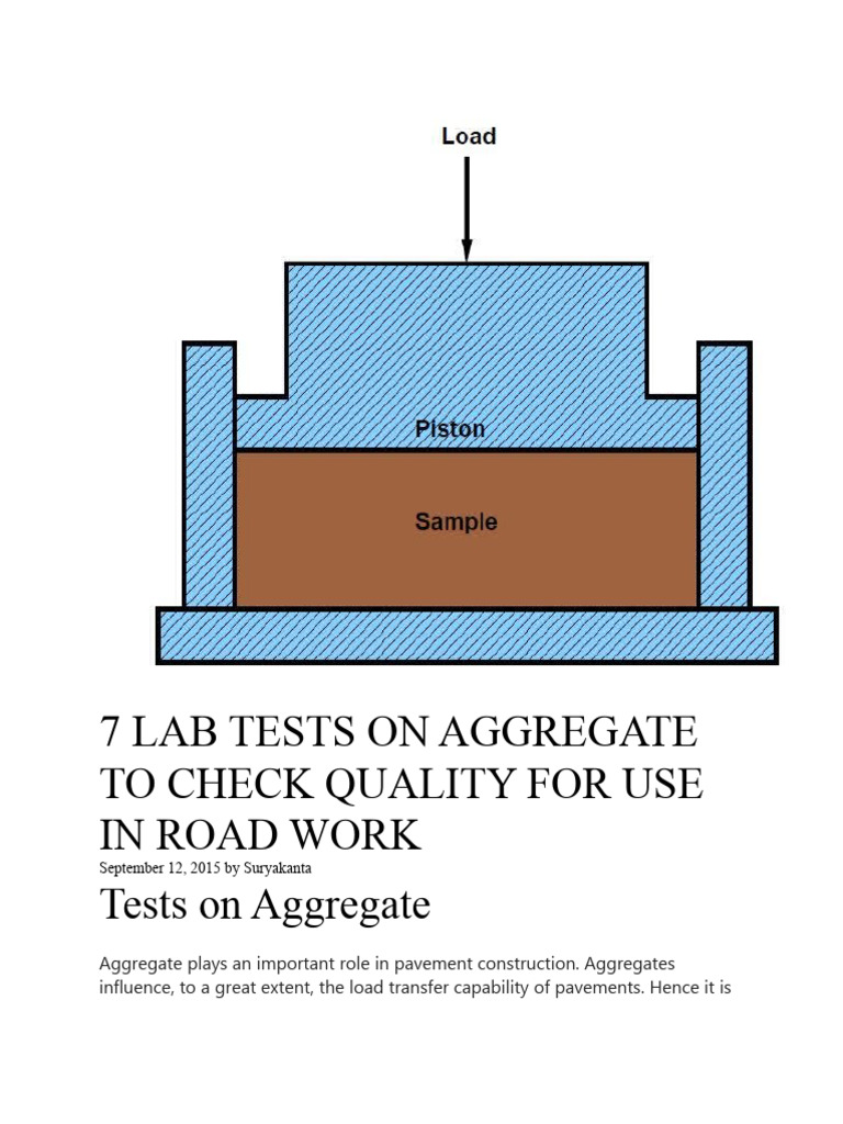7 Lab Tests On Aggregate To Check Quality For Use in Road Work | PDF ...