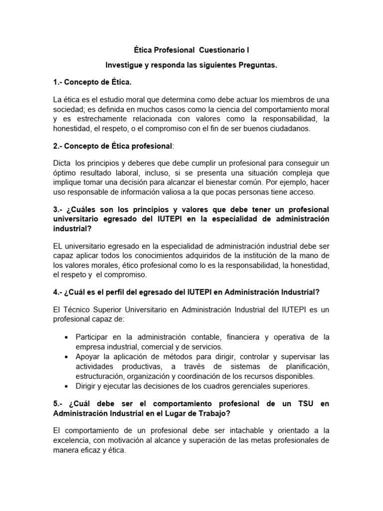 Ética Profesional | PDF | Moralidad | Comportamiento