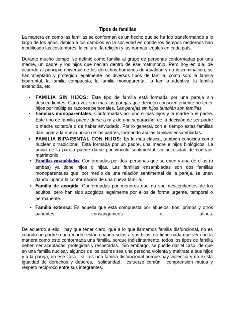 Diversidad de Tipos de Familias | PDF | Familia | Matrimonio